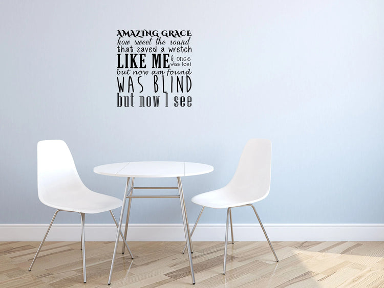 Amazing Grace Hymn Christian Wall Decal - Inspirational Wall Signs