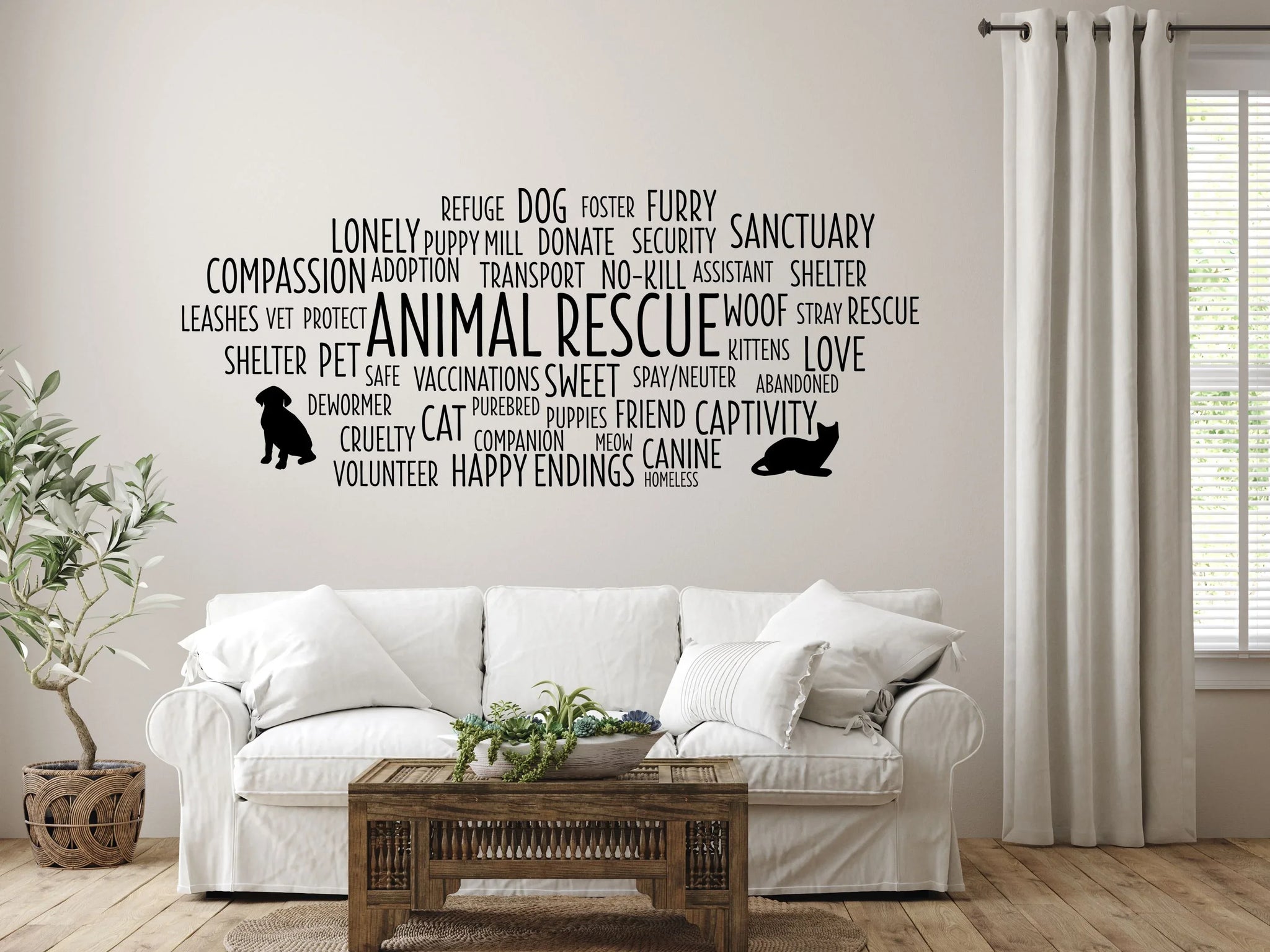 Animal Rescue Word Cloud Wall Decal - Inspirational Wall Signs