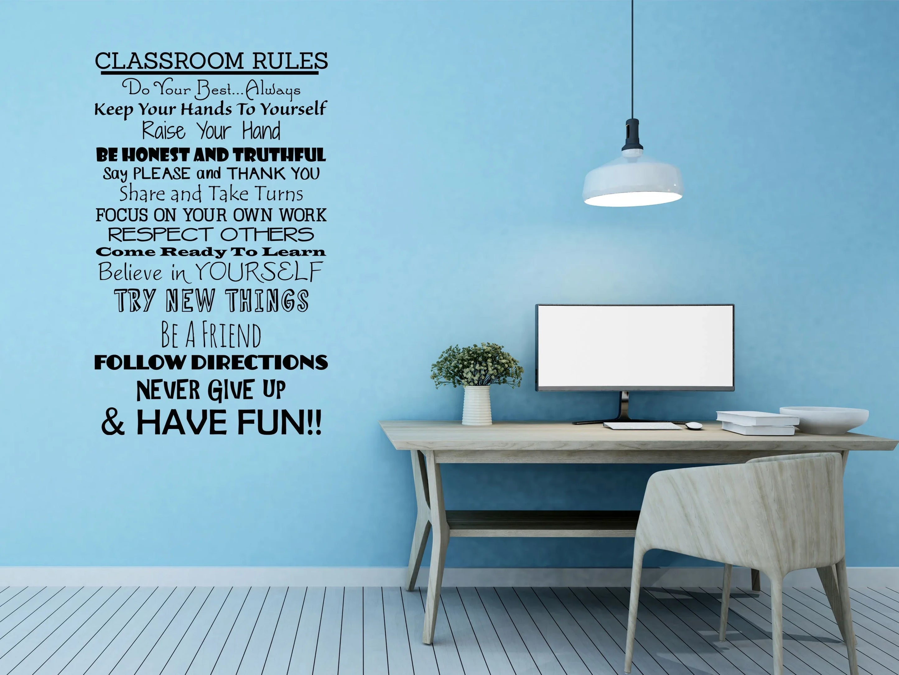 Classroom Rules Quote Removeable Wall Decal - Inspirational Wall Signs