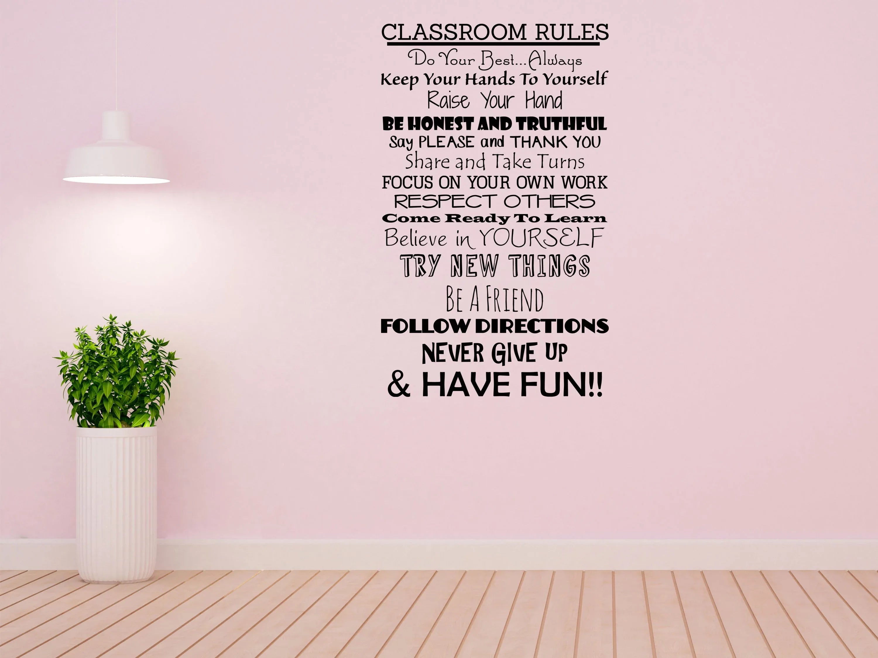 Classroom Rules Quote Removeable Wall Decal - Inspirational Wall Signs