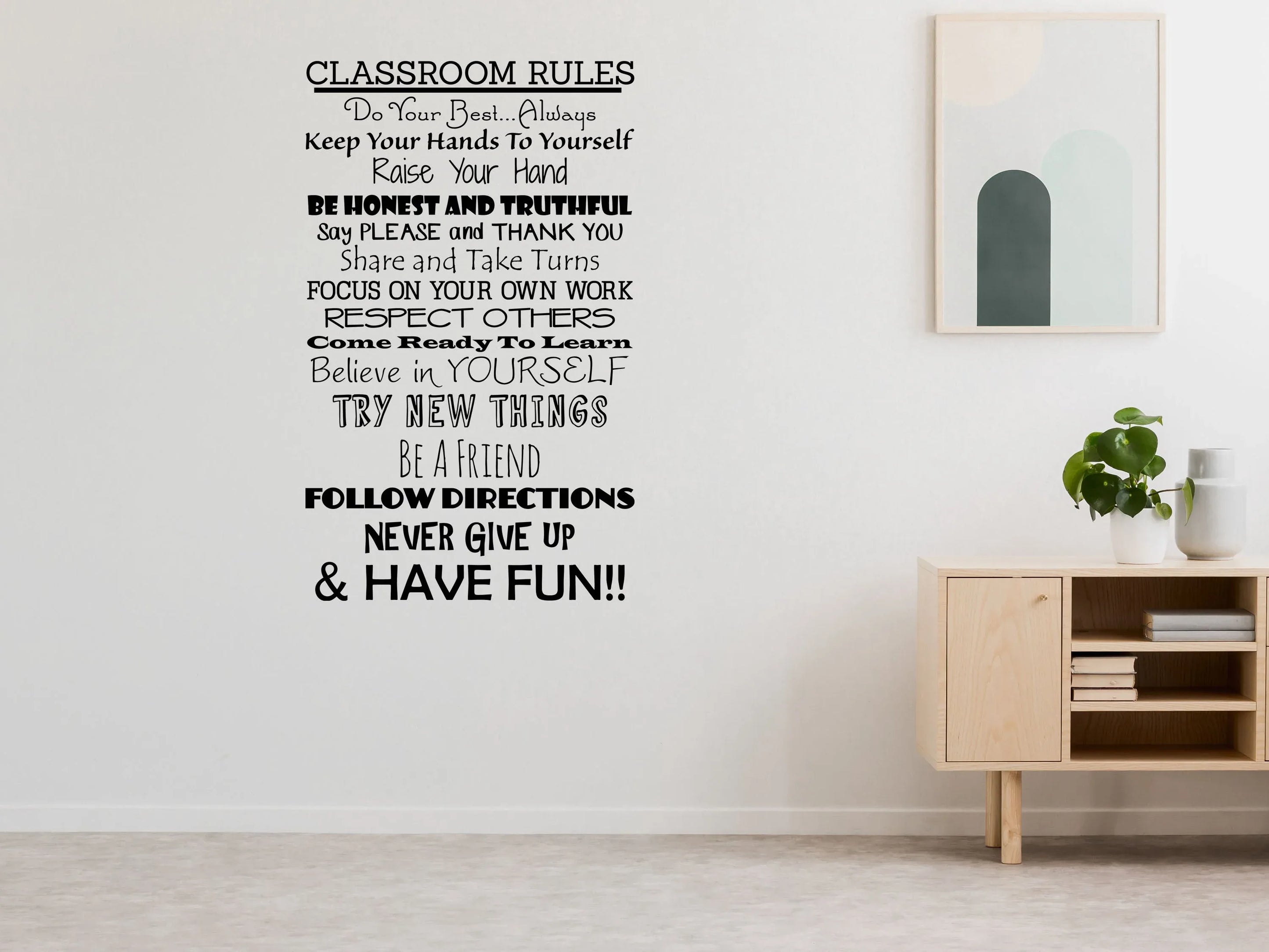 Classroom Rules Quote Removeable Wall Decal - Inspirational Wall Signs