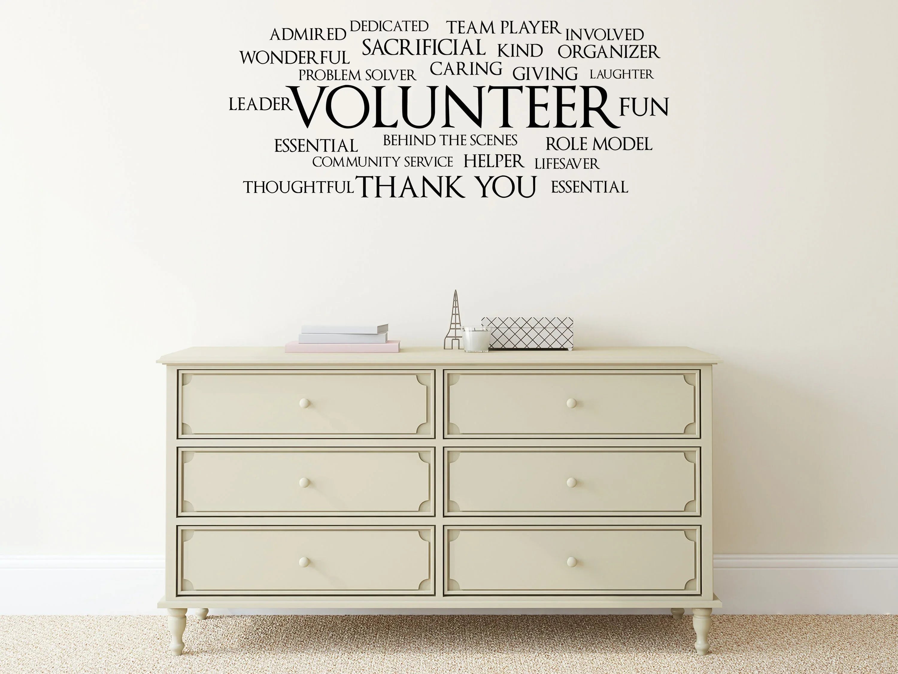 Volunteer Word Cloud Office Wall Decal – Inspirational Wall Signs